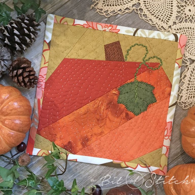 Pumpkin Quilt Block - A Bit of Stitch
